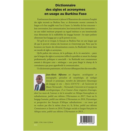 Dictionnaire des sigles et acronymes en usage au Burkina Faso - Jean ...