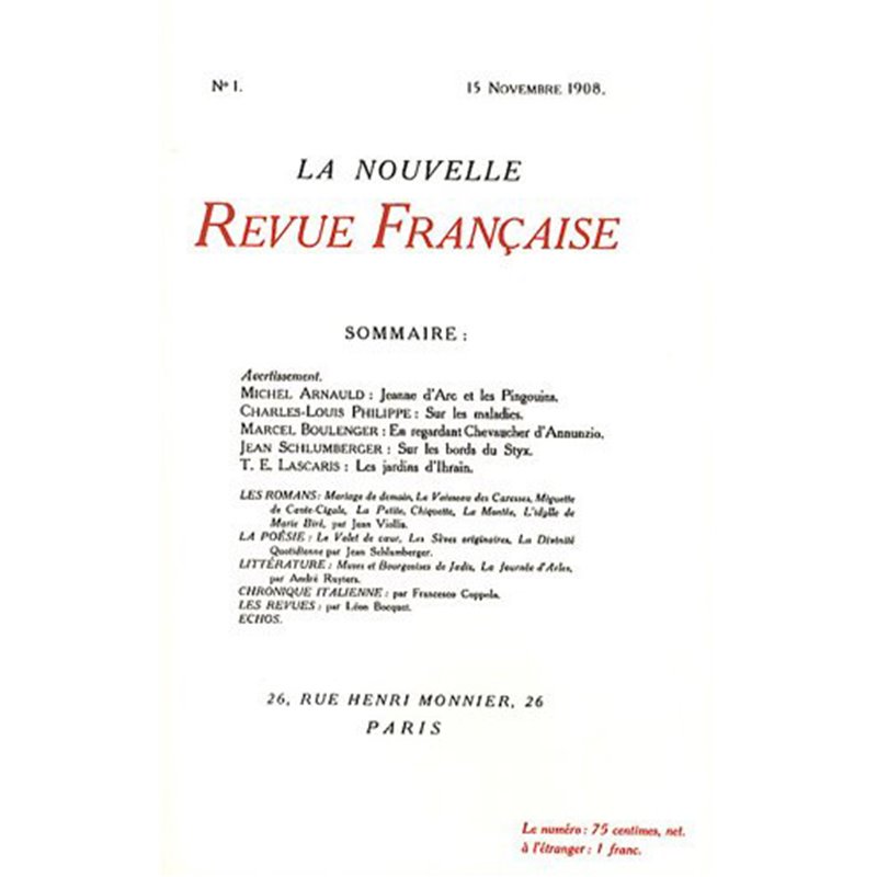 Fac-similés des deux numéros 1 de "La Nouvelle Revue Française ...