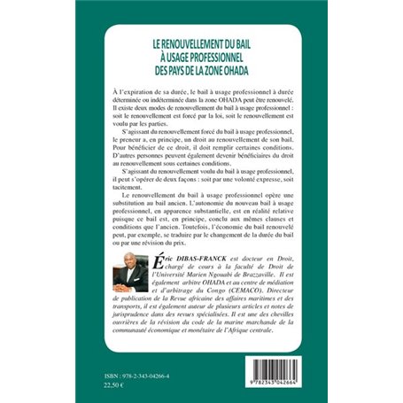 Le renouvellement du bail à l'usage professionnel des pays de la zone ...