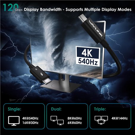 WAVLINK Câble Thunderbolt 5, transfert de données rapide 120 | Isleden